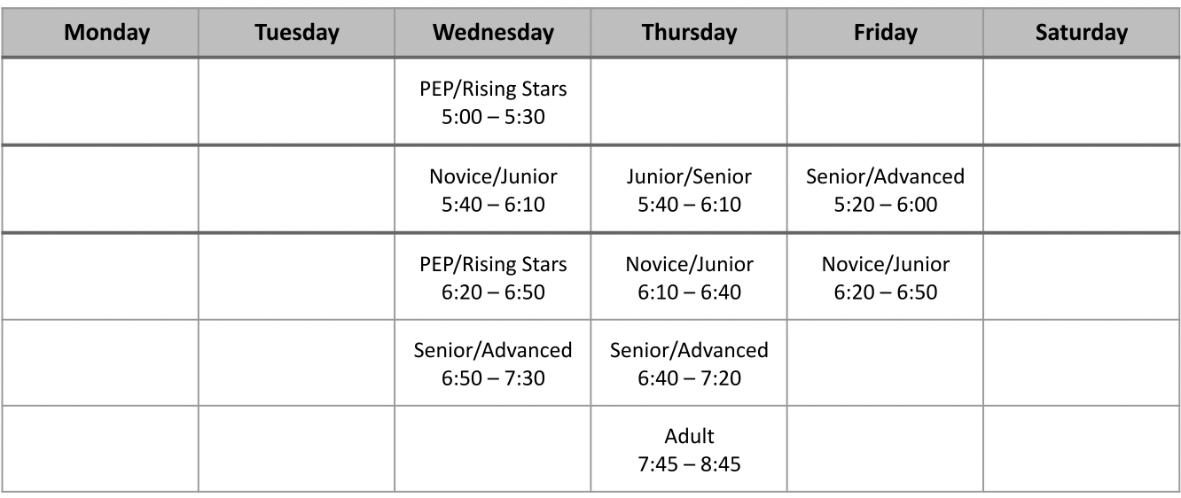 Schedules :: Markham Skating Club